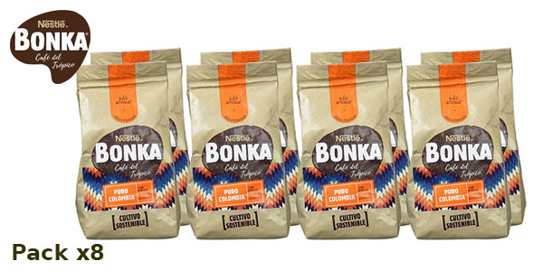 Chollo Pack x8 paquetes Bonka café molido Puro Colombia por sólo 17,34 ...