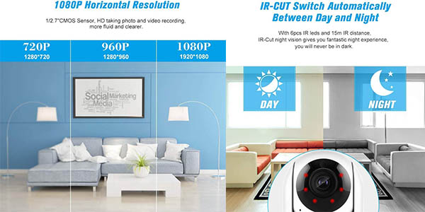 Chollazo Cámara de vigilancia Cacagoo 1080P Wifi con visión nocturna ...