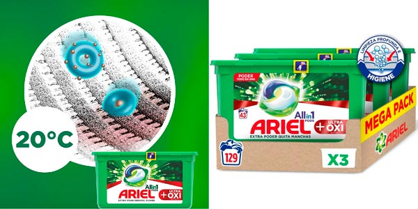 Chollo Pack Ariel All in 1 PODS Ultra Oxi para 129 lavados por sólo 33 ...