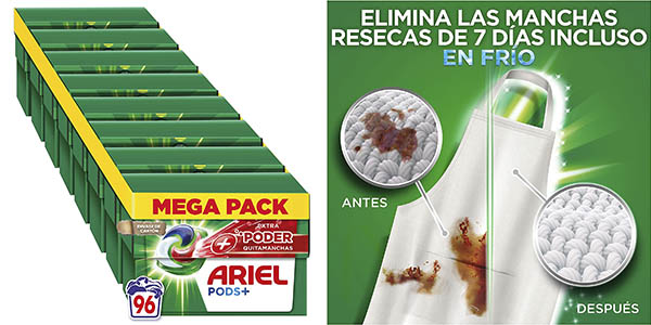 Chollo Pack Ariel PODS quitamanchas 96 cápsulas por sólo 39,09€ con ...