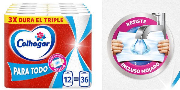 Chollo Pack x12 rollos de papel de cocina multiusos Colhogar Para Todo ...