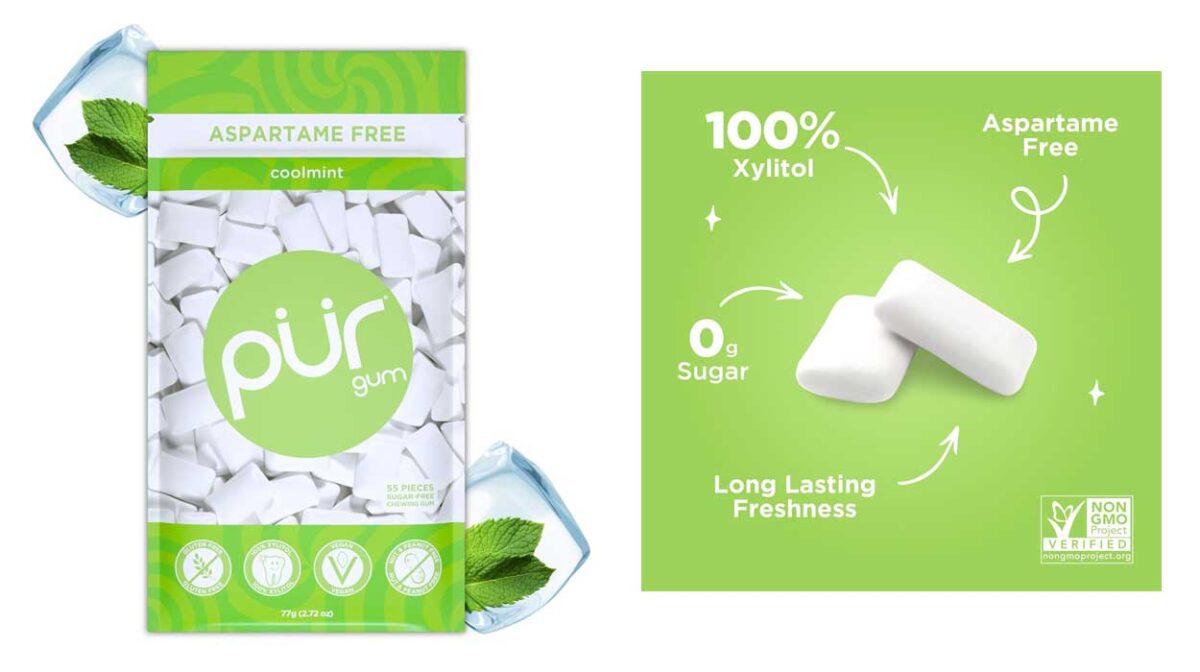 Chollo Paquete de 55 chicles naturales PUR Gum sin azúcar, gluten ni ...