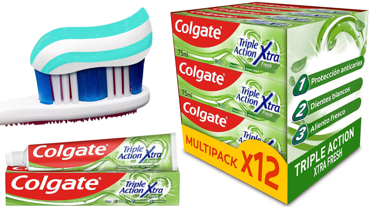 Chollo Pack x12 Dentífrico con flúor Colgate Triple Acción Xtra Fresh ...
