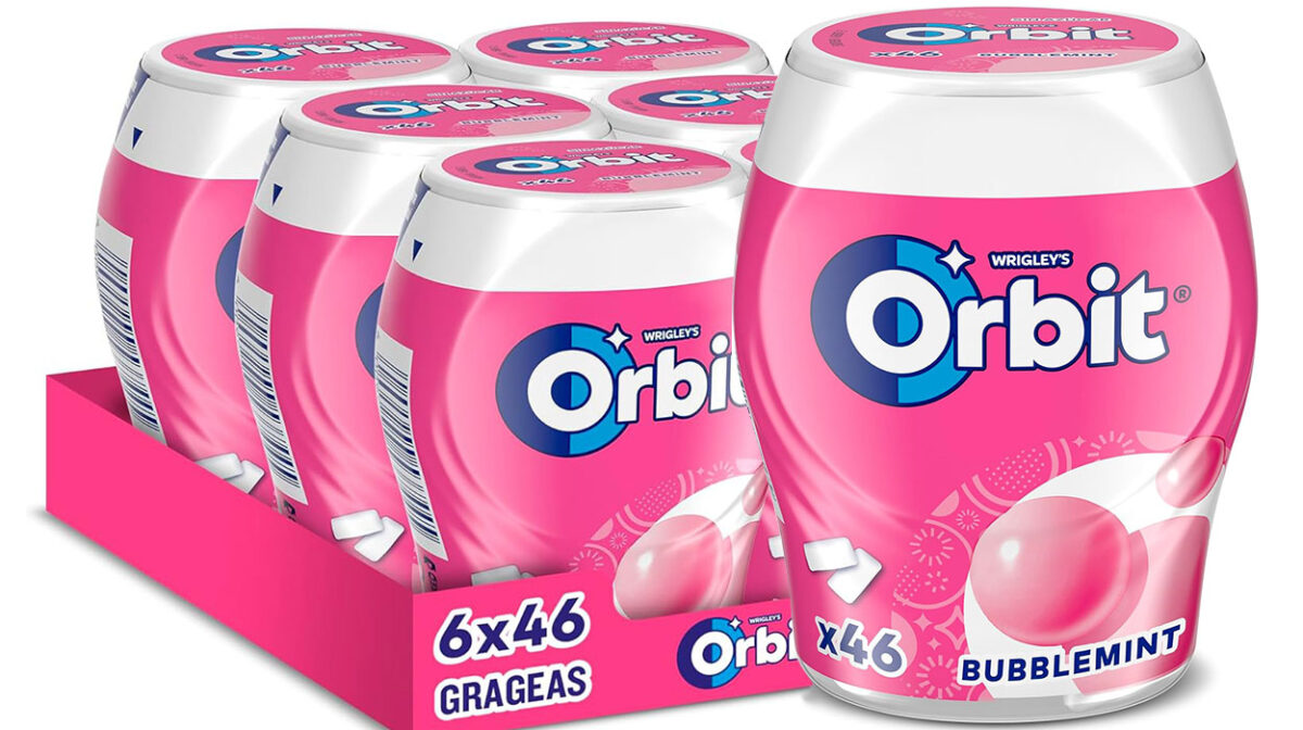 Chollo Pack de 6 botes de chicles sin azúcar Orbit Bubblemint de 46 ...