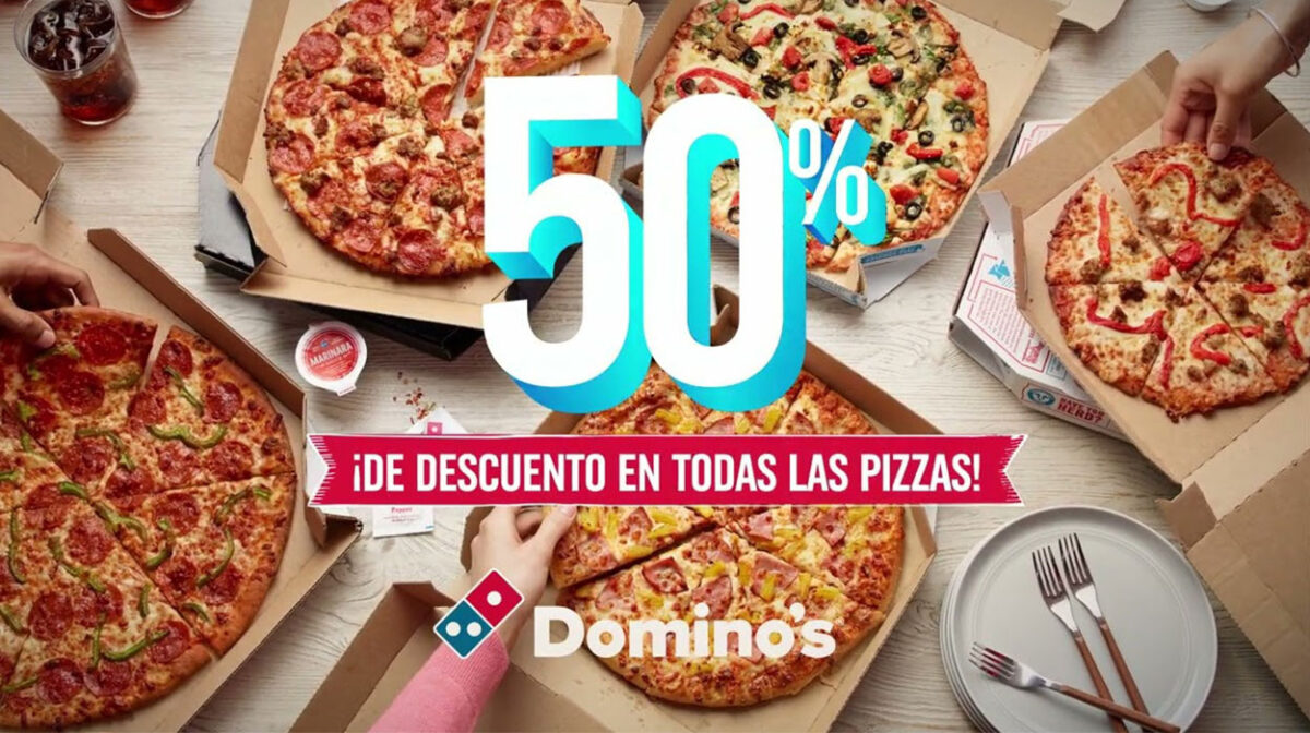 50% en todas las pizzas de Domino's Pizza (¡EN TODAS!)
