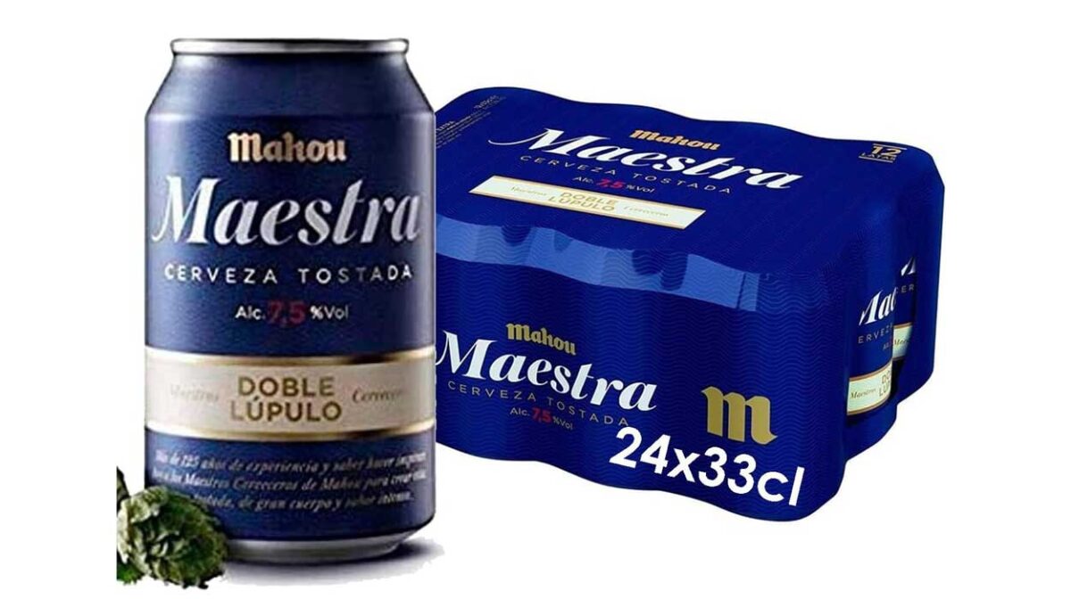 Chollo Pack x24 latas Cerveza tostada Mahou Maestra Doble Lúpulo 33 cl ...