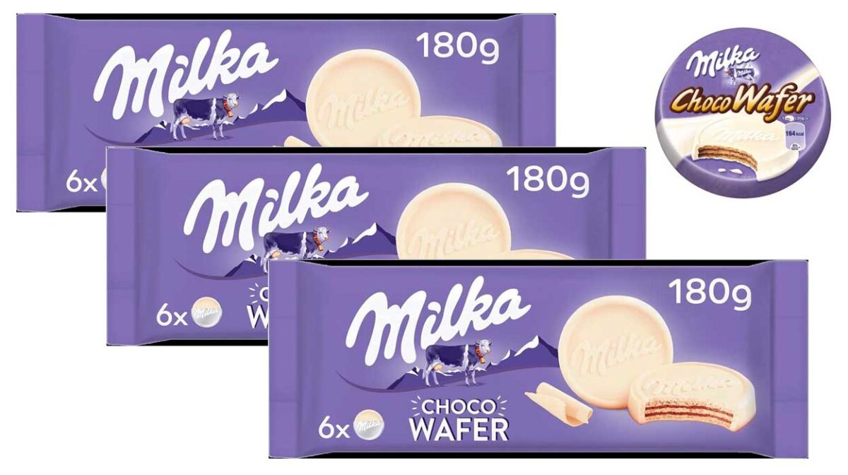 Chollo Pack x3 Paquetes de galletas Milka Choco Wafer de 180 gramos por ...